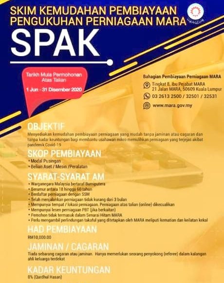 Mohon Skim Pembiayaan Kemudahan Pengukuhan Perniagaan (SPAK) Mara ...