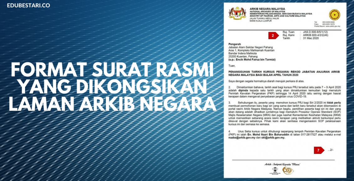 Format Surat Rasmi Yang Dikongsikan Laman Arkib Negara - Edu Bestari