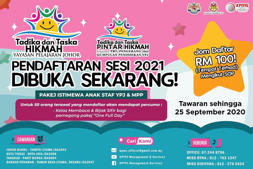 Pendaftaran Tadika & Taska HIKMAH Yayasan Pelajaran Johor Sesi 2021 ...
