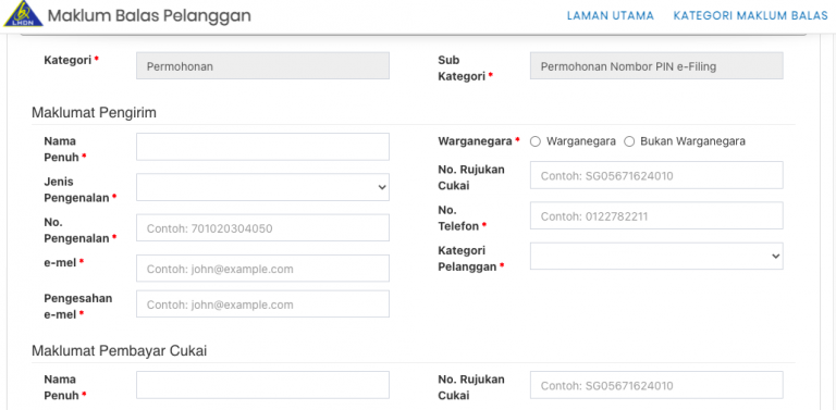 Panduan Permohonan No. Pin e-Filing Bagi Pembayar Cukai Pendapatan Baru ...