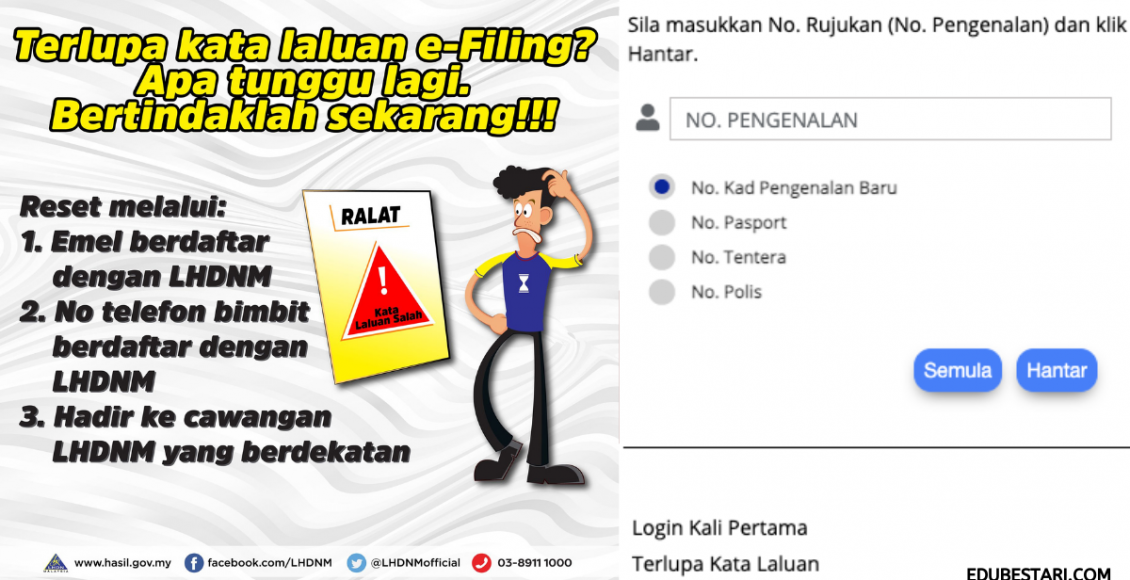 Terlupa Kata Laluan e-Filing? Ini 3 Cara Reset Kata Laluan e-Filing - Edu Bestari