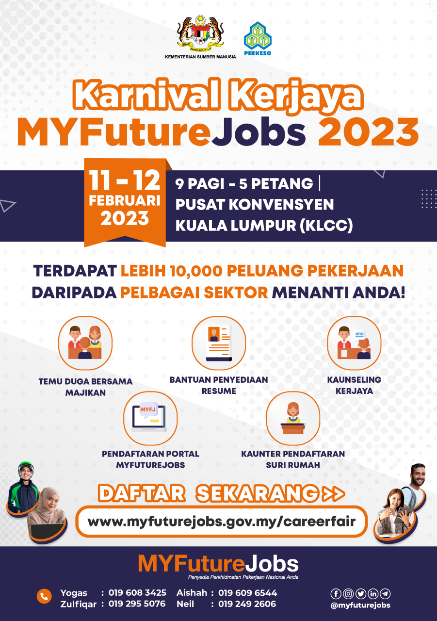 Daftar Karnival Kerjaya MyFutureJobs 2023: Lebih 10,000 Peluang Pekerjaan Pelbagai Sektor ...