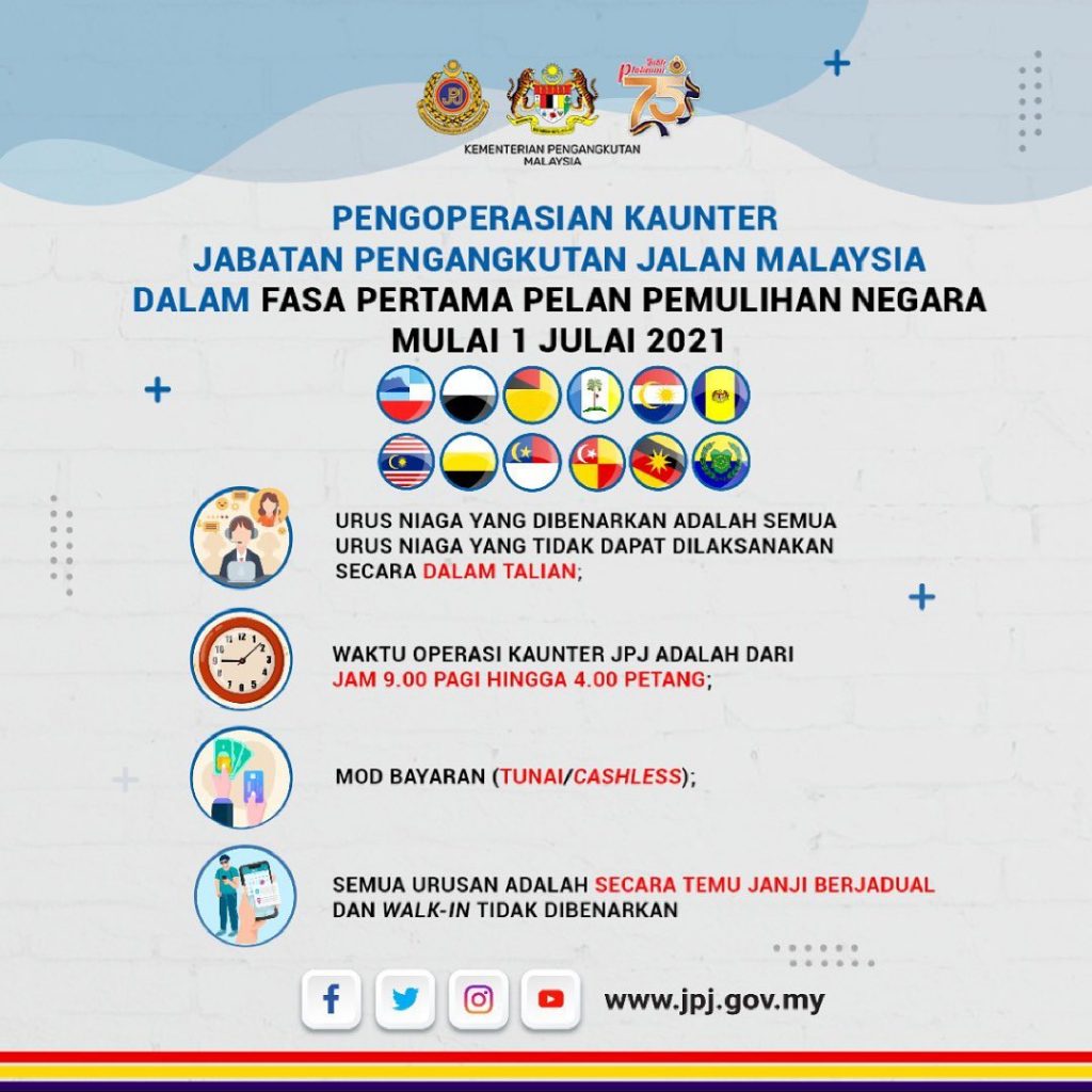Cara Buat Temujanji Online Untuk Urusan Di JPJ Mulai 1 Julai 2021 ...