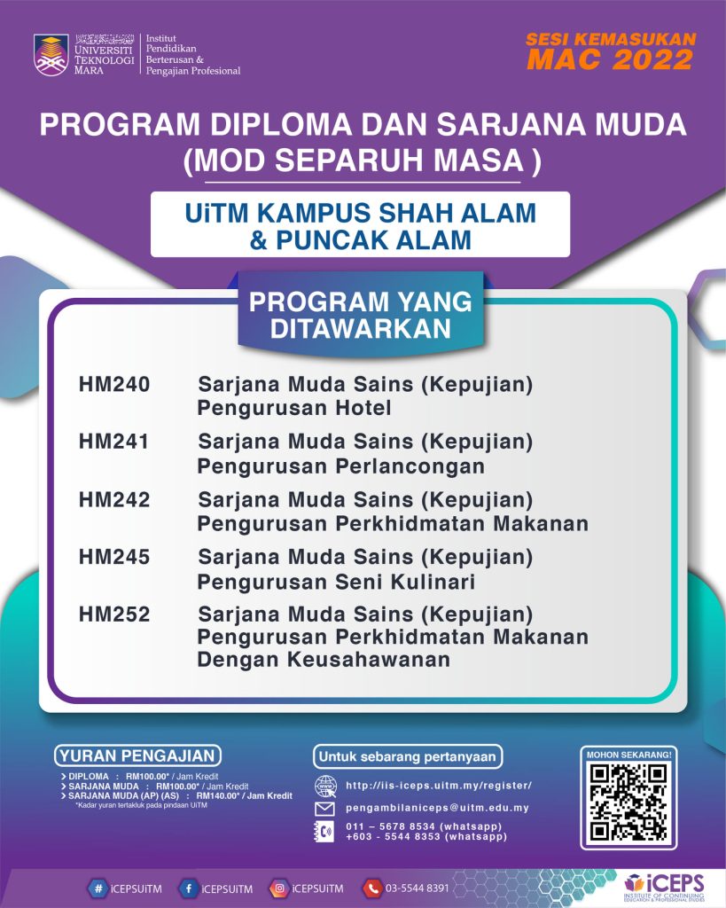 Tawaran Kemasukan Program Diploma/ Sarjana Muda Separuh Masa UiTM ...