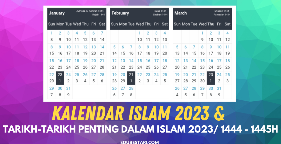 Kalendar Islam & Tarikh-Tarikh Penting Dalam Islam Tahun 2023/ 1444 ...