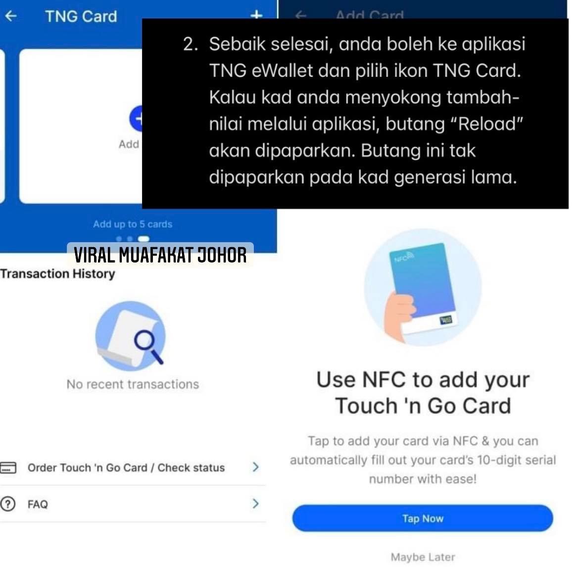 Panduan Tambah Nilai Kad TnG Baharu Dengan Sentuh Kad Di Belakang ...