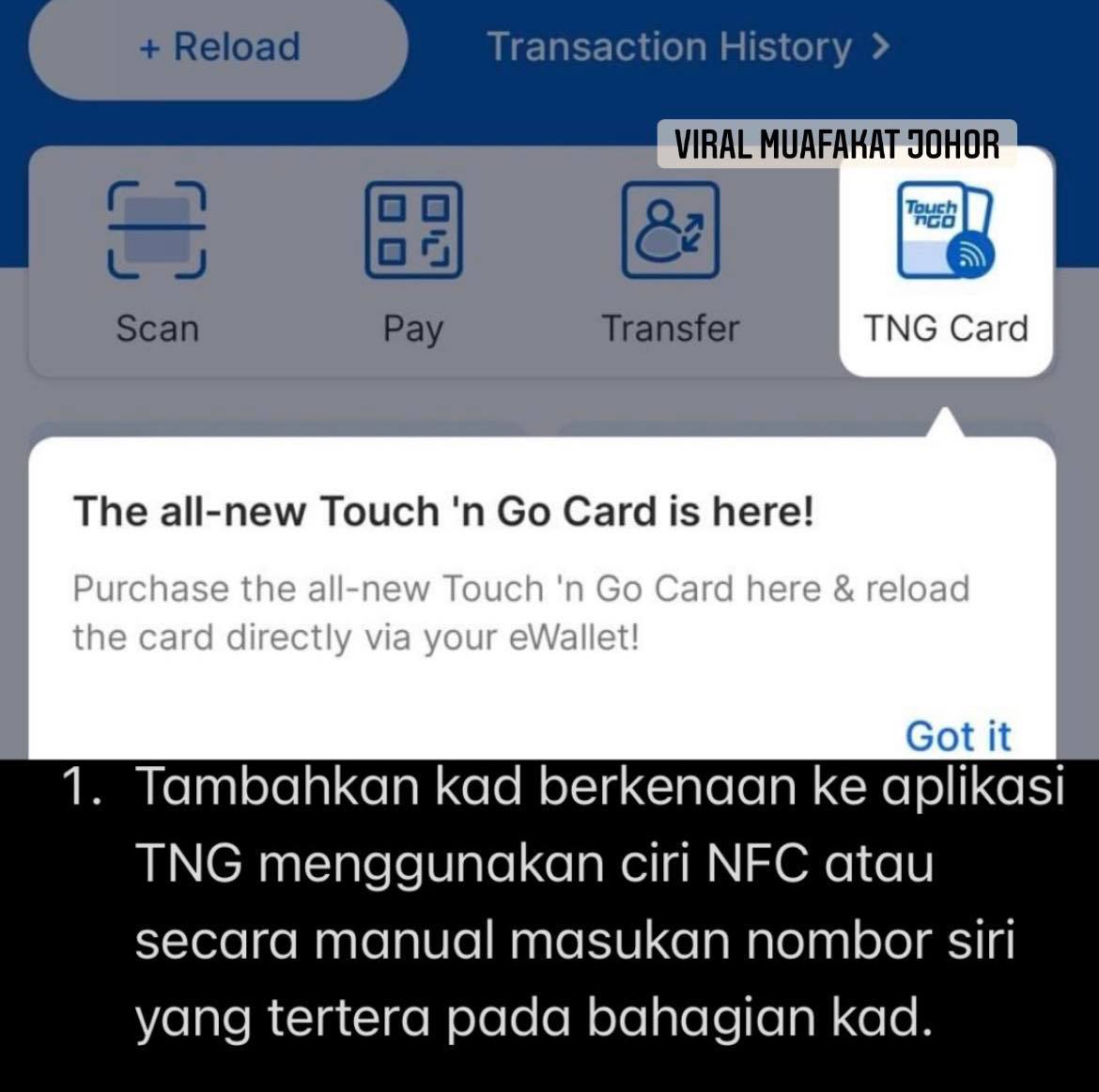 Panduan Tambah Nilai Kad TnG Baharu Dengan Sentuh Kad Di Belakang ...