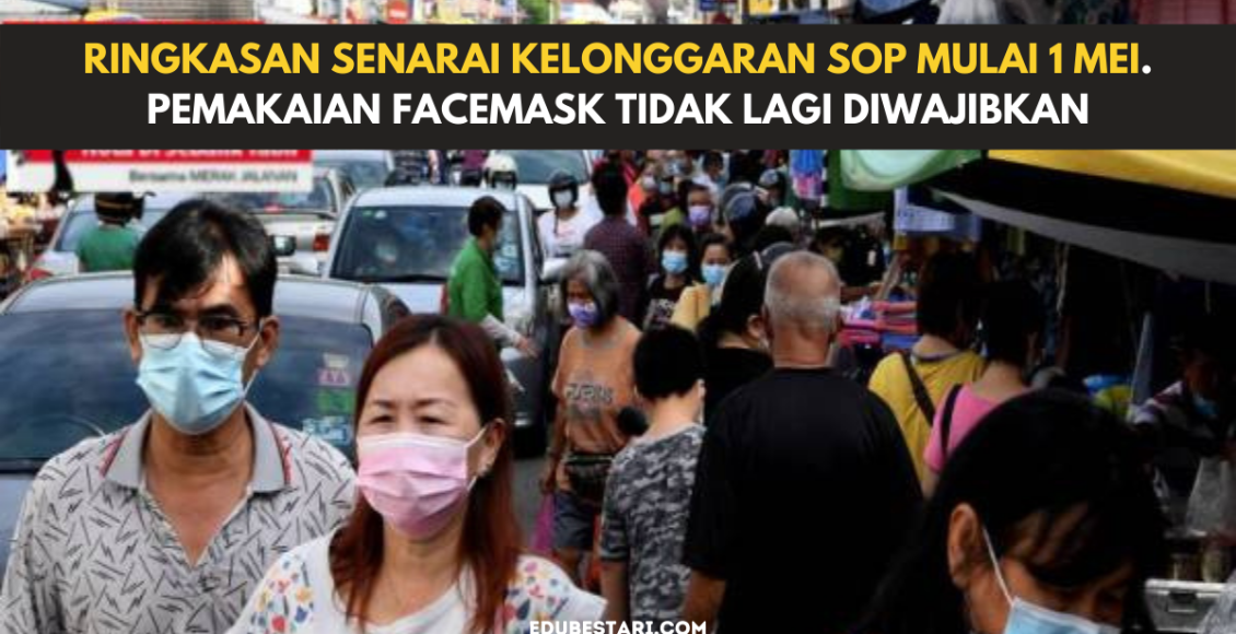 Ringkasan Senarai Kelonggaran SOP Mulai 1 Mei. Pemakaian Facemask Tidak ...