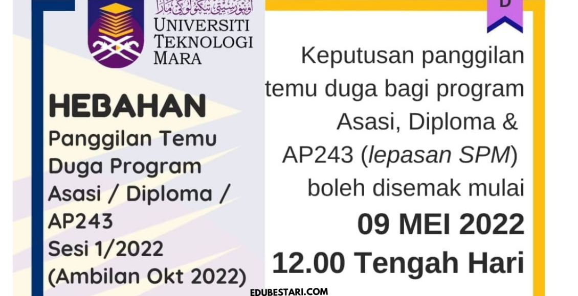 Semakan Panggilan Temuduga Program Asasi, Diploma & AP243 (Lepasan SPM ...
