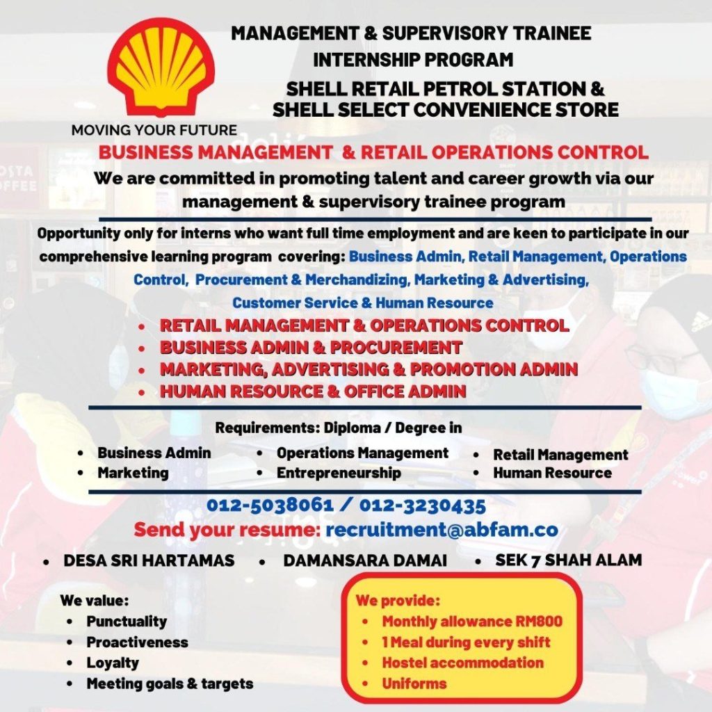 Tawaran Shell Management & Supervisory Trainee Internship Program ...