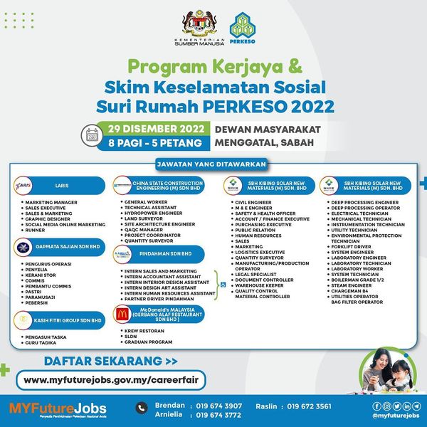 Tawaran Lebih 1,000 Pekerjaan Di Program Kerjaya & Skim Keselamatan Sosial Suri Rumah PERKESO ...