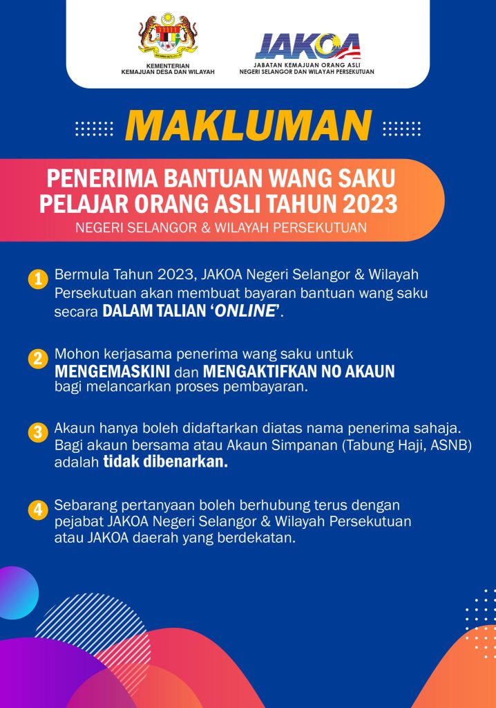 Permohonan Bantuan Wang Saku Pelajar Orang Asli JAKOA Tahun 2023 ...