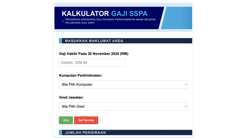 Cara Kira Gaji Baru Menggunakan Kalkulator Gaji SSPA Online » EduBestari